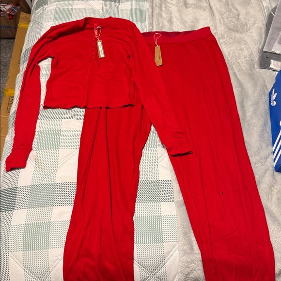 SKIMS | Intimates & Sleepwear | Skims Red Long Sleeve Top And Pants Set ...